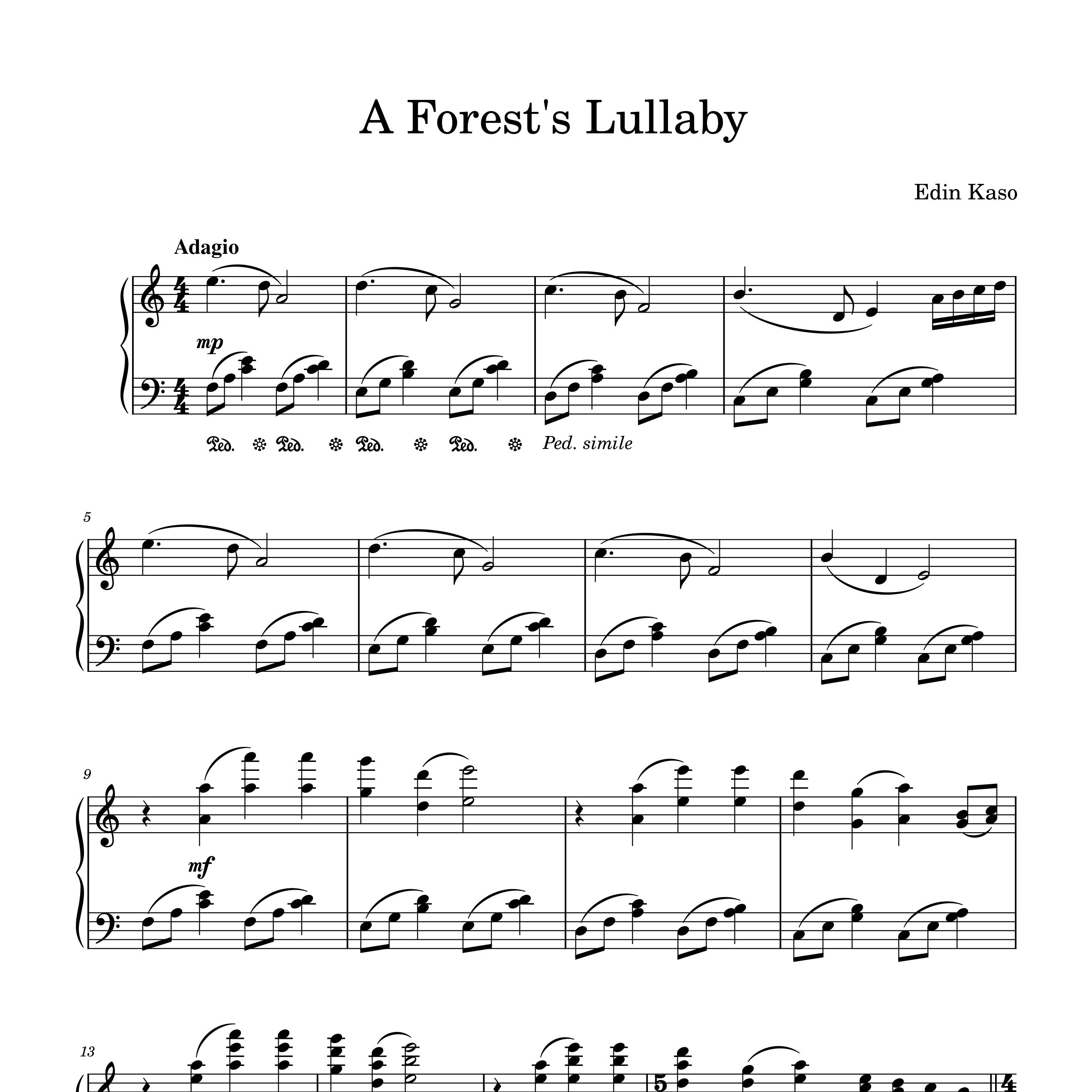 A Forest's Lullaby (Sheet Music) - Edin Kaso – Edin Kaso Music